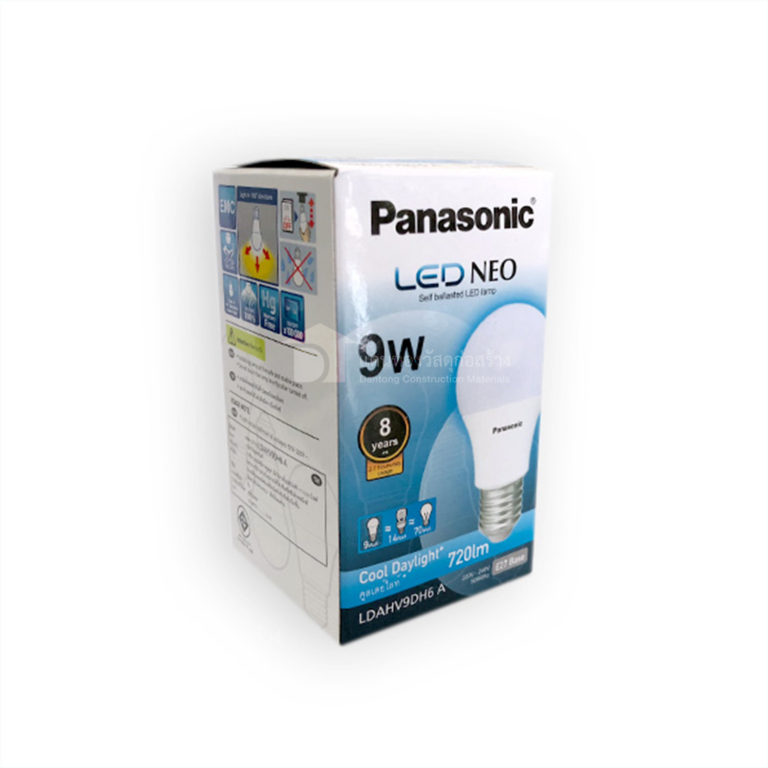 หลอดไฟ LED 9w Daylight PANASONIC อายุการใช้งานนาน 8,000 ชม.